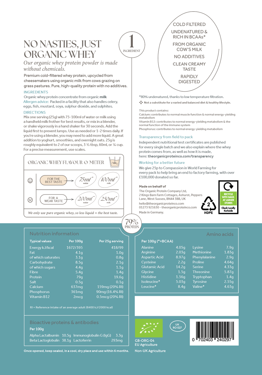Unflavoured Organic Whey Protein Powder | Clean, Pure & High Quality ...